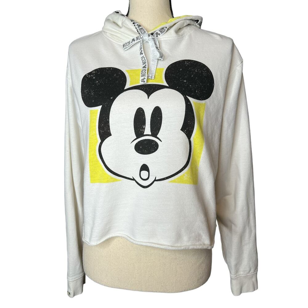 Disney Cropped Hoodie W/Distressed Mickey Mouse And Y… - Gem